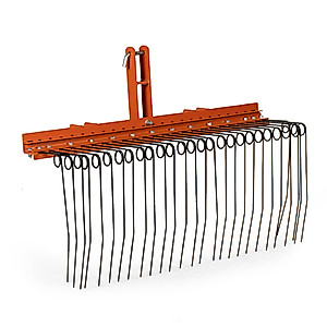 Titan Attachments 3 Point 4 FT Pine Straw Needle Rake, Category 0 Tractors, Coil Spring Tines, Drag-Behind Landscape Rake