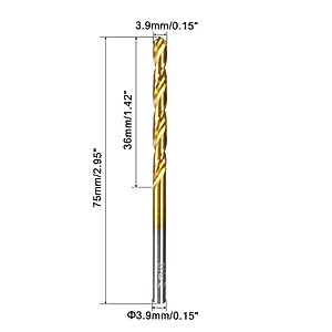 uxcell High Speed Steel Straight Shank Twist Drill Bit Fully Ground Titanium Coated 3.9mm Drilling Dia 2 Pcs