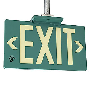 UL Listed 50 foot Jessup Glo Brite 7040-B 8.75 x-15.5-Inch Single Sided Exit Sign with Frame, Green(Mounts 4 ways, includes bracket and arrows)