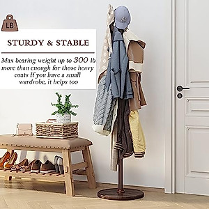 COVAODQ Coat Rack Freestanding, Coat Tree stand with 7 Hooks for Hallway Bedroom Office Natural Wood Standing Coat Rack for Clothes Hat Handbags