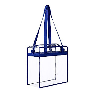 BAGAIL Clear bags Stadium Approved Clear Tote Bag with Zipper Closure Crossbody Messenger Shoulder Bag with Adjustable Strap(12 Inch X 12 Inch X 6 Inch,RoyalBlue)