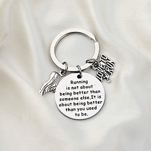 WSNANG Runner Gift Running is About Being Better Than You Used to Be Keychain Marathon Runner Jewelry Track Gift（Running Keychain）