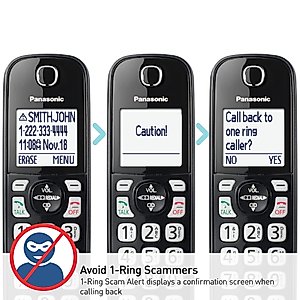 Panasonic Cordless Phone with Advanced Call Block, Bilingual Caller ID and Easy to Read Large High-Contrast Display, Expandable System with 1 Handset - KX-TGD810B (Black)