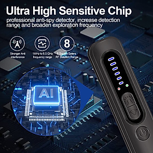 WZZHID Hidden Camera Detector, Portable Anti Spy Detector, Bug Sweeper Car GPS Tracker, RF Wireless Signal Scanner Infrared Finder for Home, Office, Hotel, Bathroom, Travel
