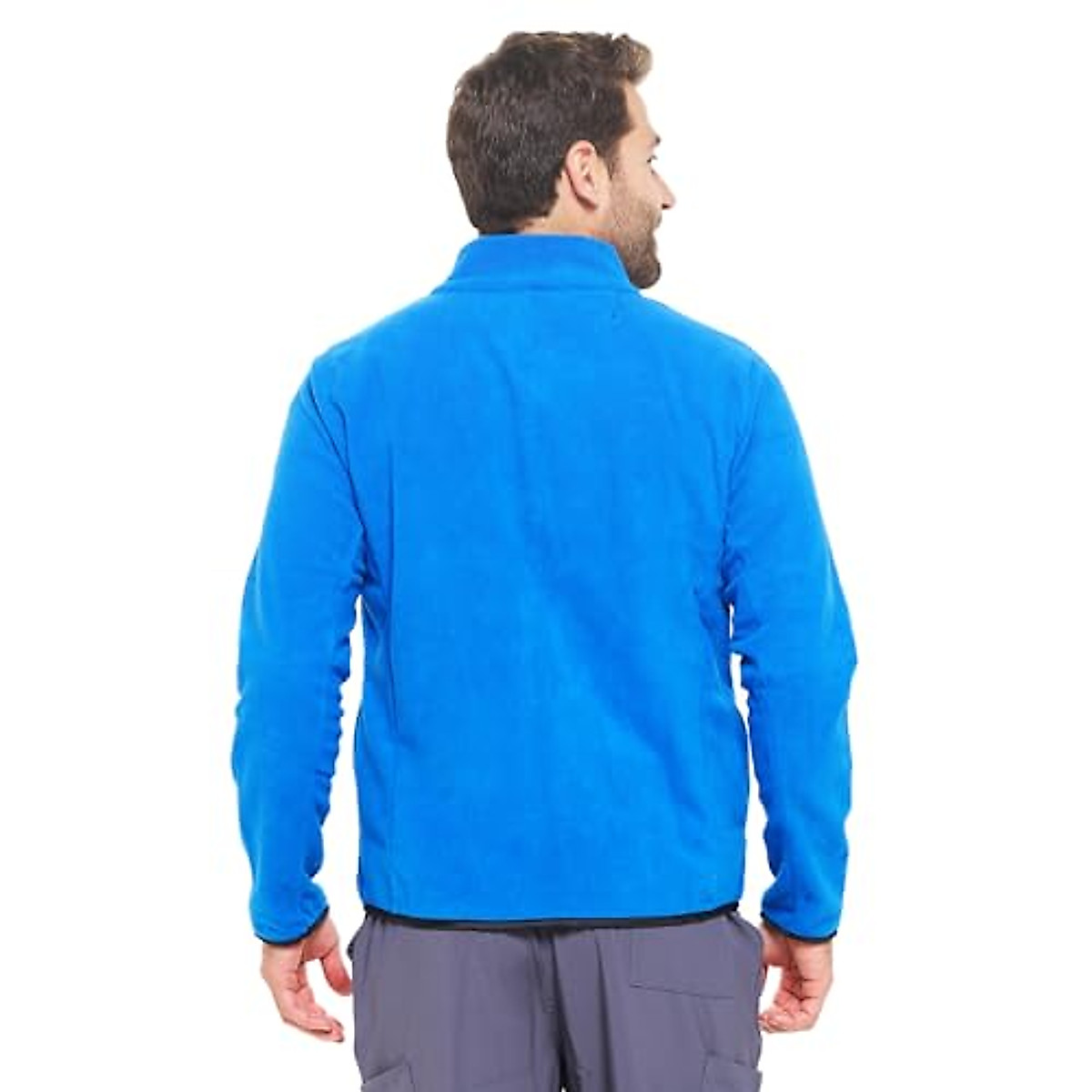 Dagacci Medical Uniform Unisex Warm Up Zip Front Fleece Scrub Jacket for Women and Men, Royal Blue, L