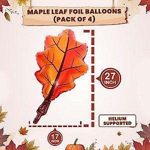 KatchOn, Happy Thanksgiving Balloons - Large 27 Inch, Pack of 6 | Large Fall Leaf Balloons - 27 Inch, Pack of 6 | Fall Balloon for Fall Decorations | Maple Leaf Balloons for Thanksgiving Decorations