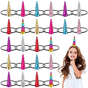 Yuxung 24 Pack Unicorn Horn Headband Unicorn Headbands with Elastic Bands for Girls Adult Women Cosplay Costumes Accessories, 8 Styles