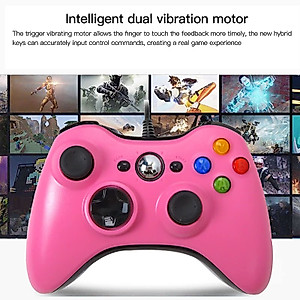 GRABOTE Wired PC Controller for Xbox 360 Game Controller for Steam PC Xbox 360 with Dual-Vibration Fit for Xbox 360 Slim and PC Windows 7,8,10,11 Pink