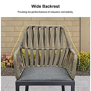 PURPLE LEAF Bar Stool Set of 2 Bar Height Stools with Back Modern Bar Chairs Wicker Woven Tall Barstools Dark Grey Bar Stool Chairs