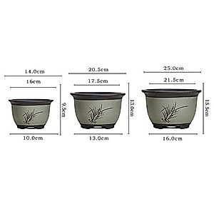 Purple Sand Flower Pot Green Cactus Orchid Pot Classical Large Medium and Small Flower Planter Round Ceramic Succulent Planter Pot Suitable for Indoor Longevity Flowers Cyclamen Orchid