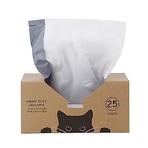 Leo's Loo Too by Casa Leo I Waste Litter Drawer Liner Bags for Automatic Litter Boxes I Heavy Duty 2mil Thick with Drawstring I Unscented 25 count