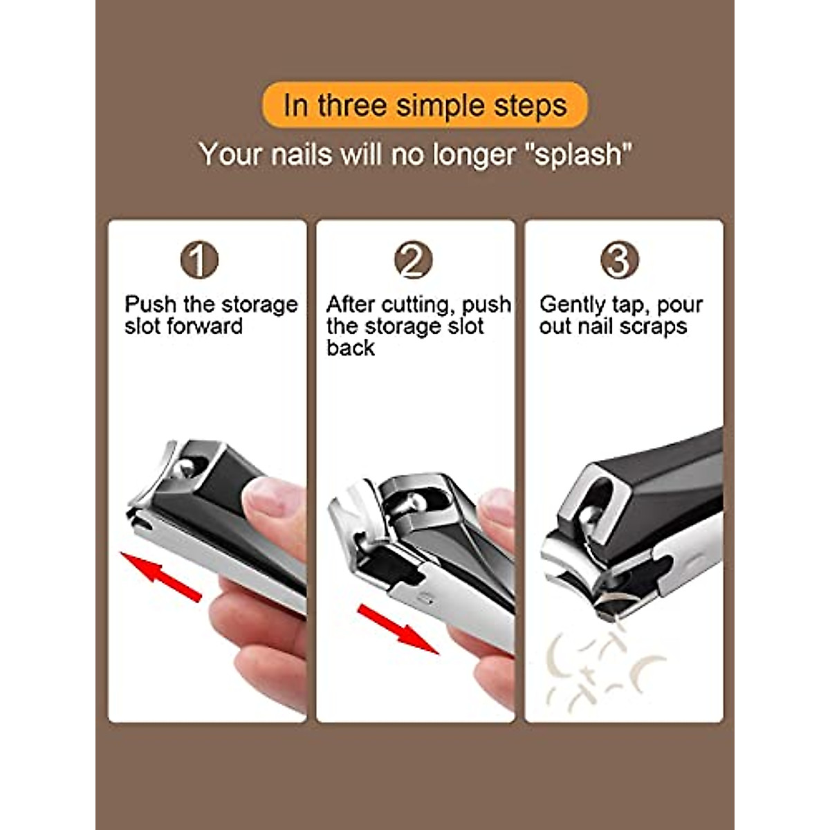 Splash-proof nail clippers and Toenail Clippers Set,Sharp Sturdy Fingernail, detachable, washable, suitable for the elderly, adults, Set of 2 of nail clippers (Black)