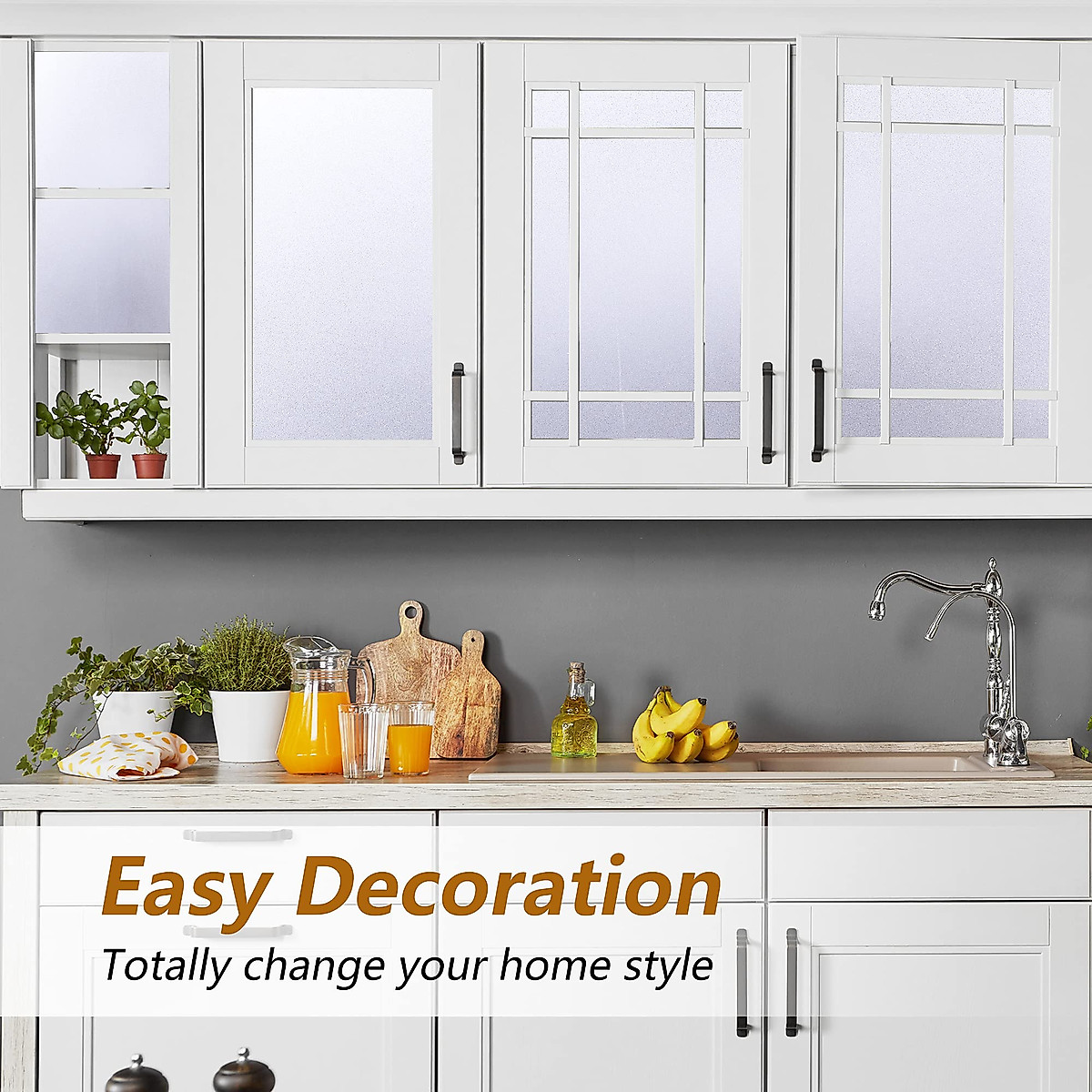 Privacy Window Film, Opaque Vinyl Window Frosting Film, Non Adhesive Window Glass Sticker Static Cling Removable Window Decals Heat Control Easy to Use, Pure Frosted 17.5 x 78.7 Inches