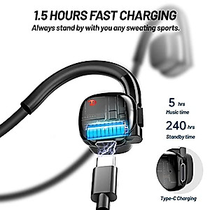 Bone Conduction Headphones, Open Ear Sports Headphones Wireless with Mic, Bluetooth 5.3, IPX6 Waterproof, Hi-Fi Sound Quality Bass Dynamic Unit, Only 23g, Perfect for Workout, Running, Cycling, Hiking