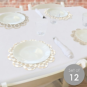 Big Dot of Happiness Tan Checkered Party - Round Table Decorations - Paper Chargers - Place Setting For 12