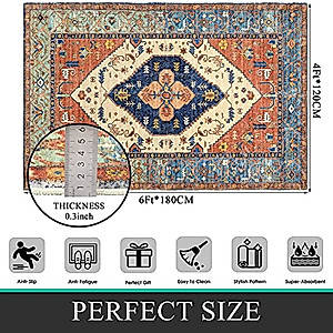 Bsmathom Area Rug Vintage Rug Traditional Rug Retro Kitchen Accent Rug Non-Slip Non-Shedding Carpet Rug Boho Washable Floor Carpet Kitchen Mat Runner Rug for Bedroom Living Room Bathroom