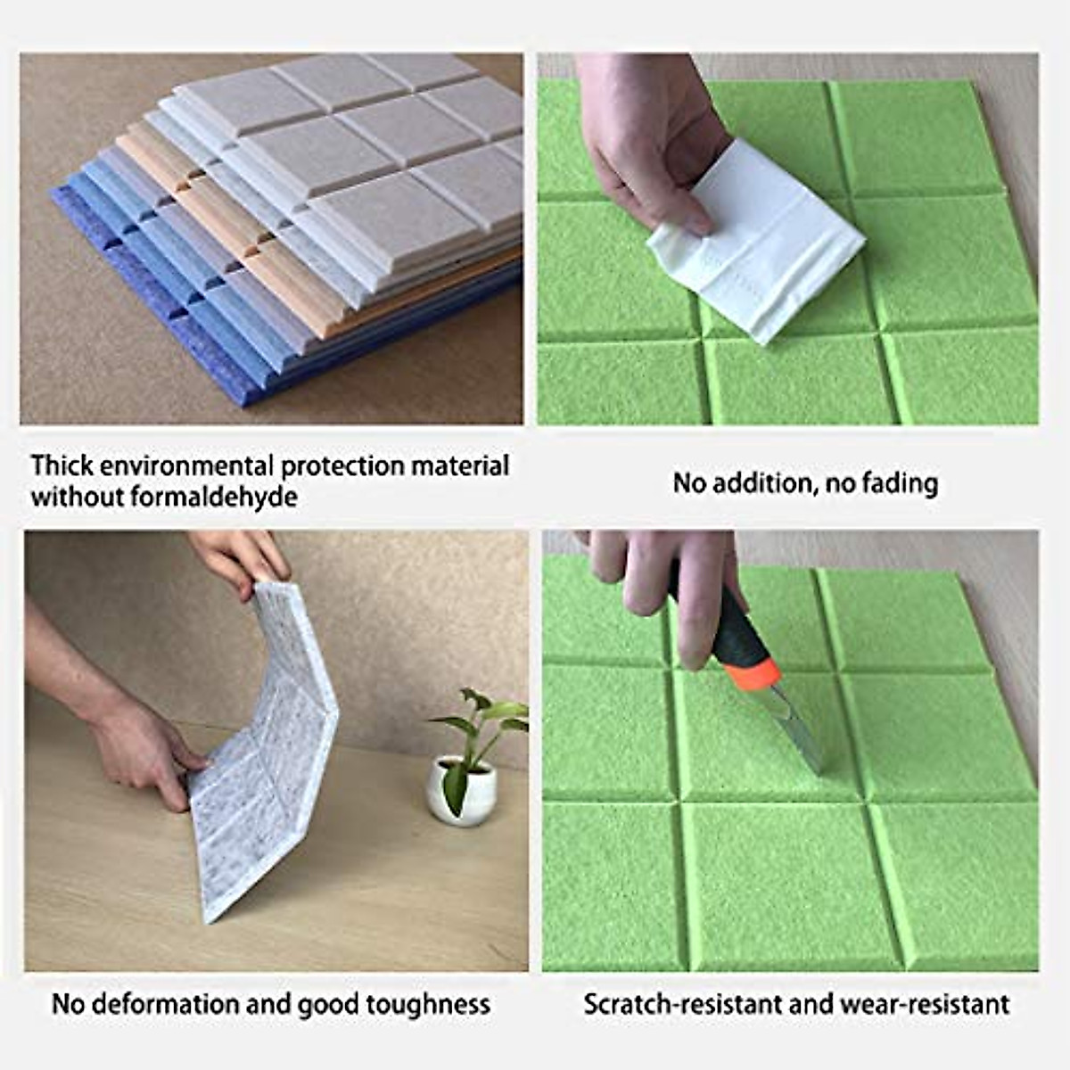 Wall decoration Jiugongge Felt Board x4, self-Adhesive Felt Note Board, Colorful Foam, You can Cut it Yourself (11.8x11.8 in)