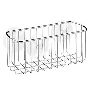 iDesign Rondo Metal Wire Suction Bathroom Shower Caddy Rectangular Basket for Shampoo, Conditioner, Soap, Creams, Towels, Razors, Loofahs, 4" x 8.8" x 5", Stainless Steel