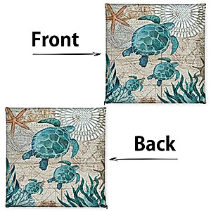 Watercolor Turtle Sea Ocean Seat Cushion, Memory Foam Chair Cushion 16x16inch with Washable Cover Soft Indoor Seat Cushions Pillow Square Chair Pad for Dining Office Chair, Car, Patio