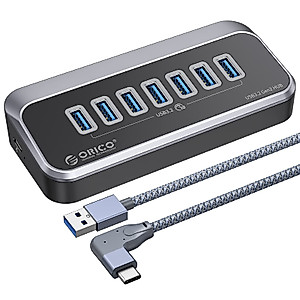 ORICO USB Hub 10Gbps with 7 USB A Ports, USB 3.2 Gen 2 Hub with 3.28Ft USB-A to USB-C Cable USB Splitter for iMac, All MacBooks, Mac Mini