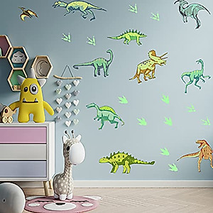 2 Sheets Luminous Cartoon Dinosaur Wall Stickers Room Bedroom Sticker for Home/Wall/Kitchen/Room Decor