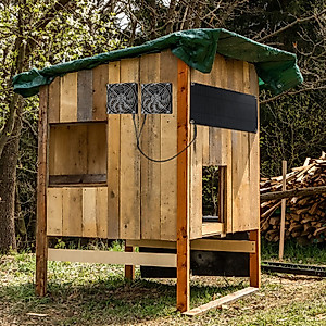 10w 12v Solar Panel Dual Fans Kit Waterproof Outdoor Solar Powered Exhaust Ventilation Fan Dual USB Portable Solar Attic Fan for Chicken Coop Greenhouse Shed PET Houses Window (1 Set)