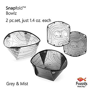 Fozzils Snapfold Plastic Bowlz (2pc Bowl), Grey/Mist