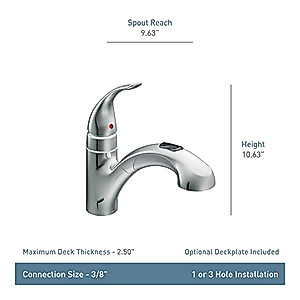 Moen Integra Spot Resist Stainless One-Handle Pullout Kitchen or Laundry Faucet Featuring Power Clean with Optional Deckplate, 67315SRS