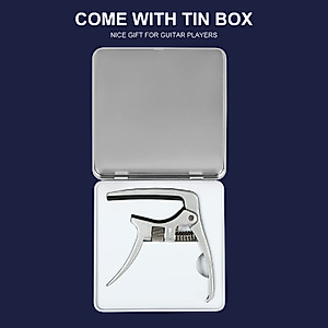 SGPRO Adjustable Capo for Acoustic Guitars, Electric Guitars, and Ukuleles - Superior Zinc Alloy and Silicone Made (Adjustable Silver)