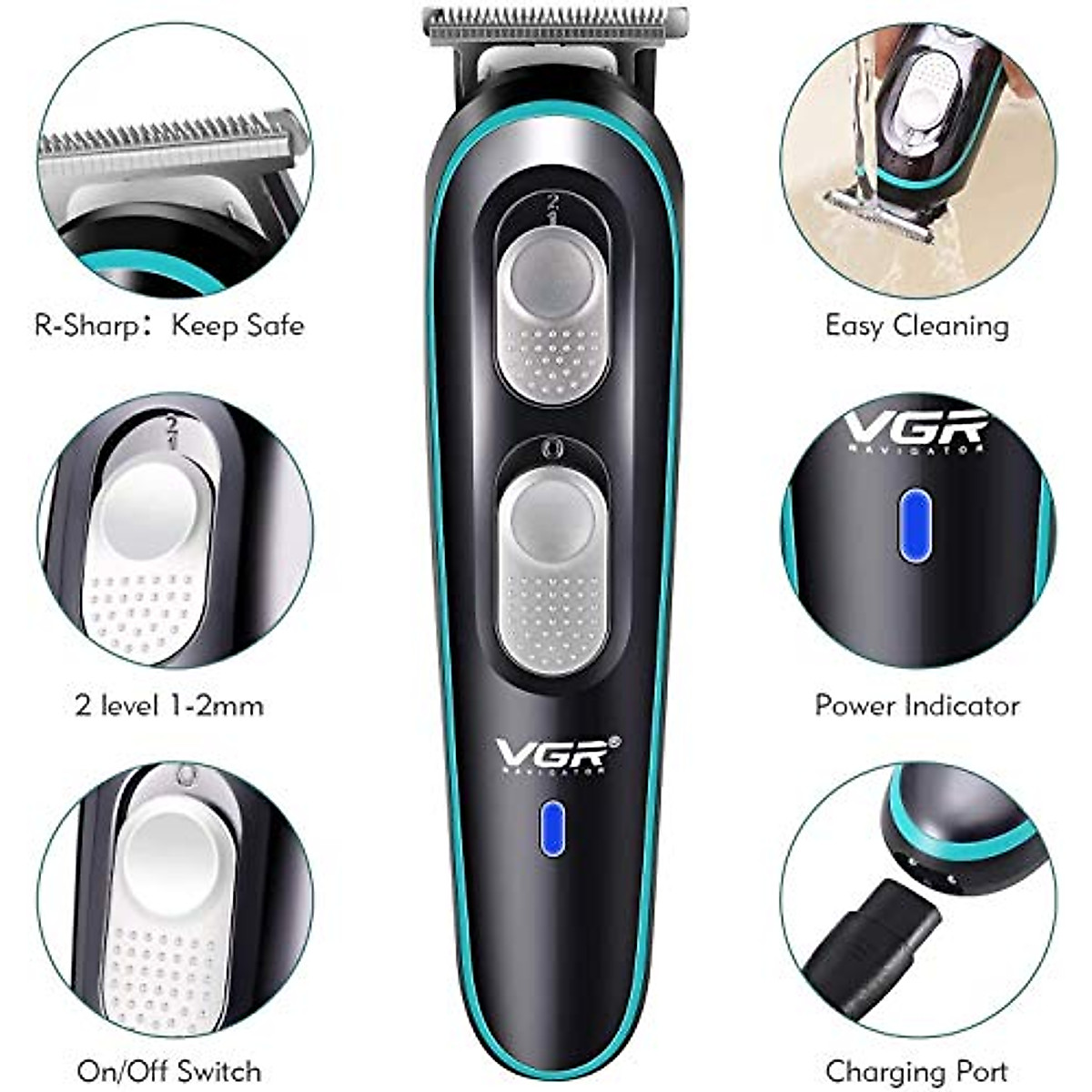 M MITLINK Hair Clippers, Haircut Trimmer Set, Hair Cutting Machine for Men/Kids/Baby/Barber Grooming Cutter Kit, Waterproof Haircut Barber Trimmer Kit with Guide Combs Brush (Black)