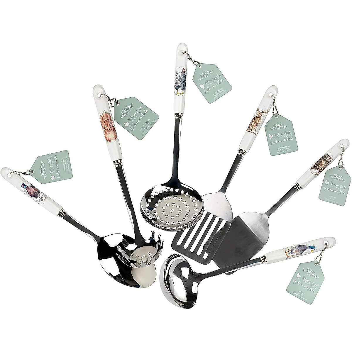 Royal Worcester Wrendale Designs Ladle | Soup Ladle with Guard Duck Motif | 12 Inch | Made from Stainless Steel with Porcelain Handle | Hand Wash Only