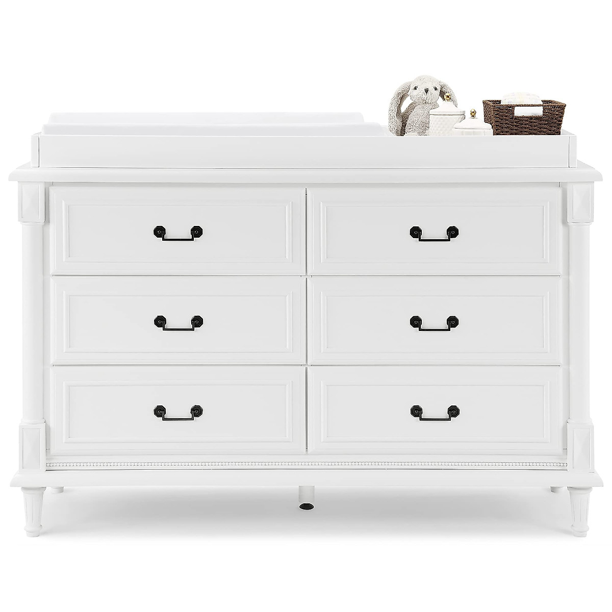 Delta Children Simmons Kids Juliette 6 Drawer Dresser with Changing Top, Greenguard Gold Certified, Bianca White