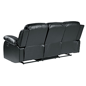 Homelegance Resonance 83" Bonded Leather Double Reclining Sofa, Black