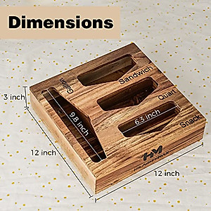 HilarityMax Ziplock Storage Bag Organizer , Premium Acacia Food Bag Organizer for Snack, Sandwich, Quart, and Gallon Size bags, Kitchen Drawer or Wall-Mounted Boxes, 12x12x3 inch