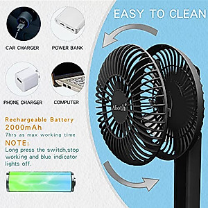 Alioth Portable Desktop Table Fan , Foldable with Base, 3 Speeds Super Quiet Personal Cooling Fan for Desktop Office Travel(Black)