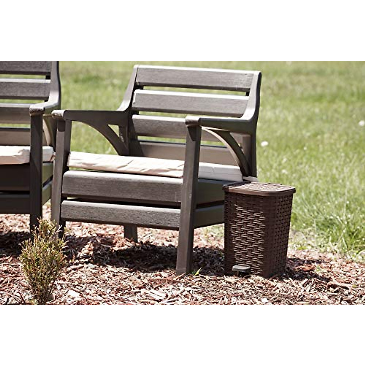 Superio Rattan Style Compact Trash Can, 3.1 Gallon, Brown