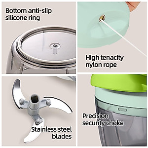 Badelite Mini Garlic Chopper Manual Food Processor Protable Pull String Vegetable Chopper for Veggies, Fruits, Garlic, Onion, Ginger, Nuts, etc - 0.7 Cup(230ml)