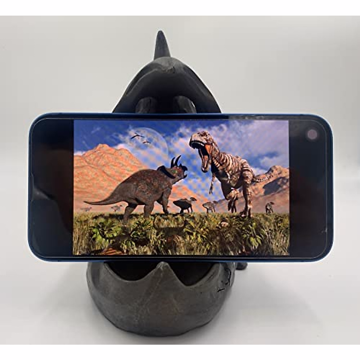 Happy Long Ears Resin Dinosaur Skull Model Decoration - Simulated Triceratops Skeleton Home Office Decor. Key, Phone Holder …