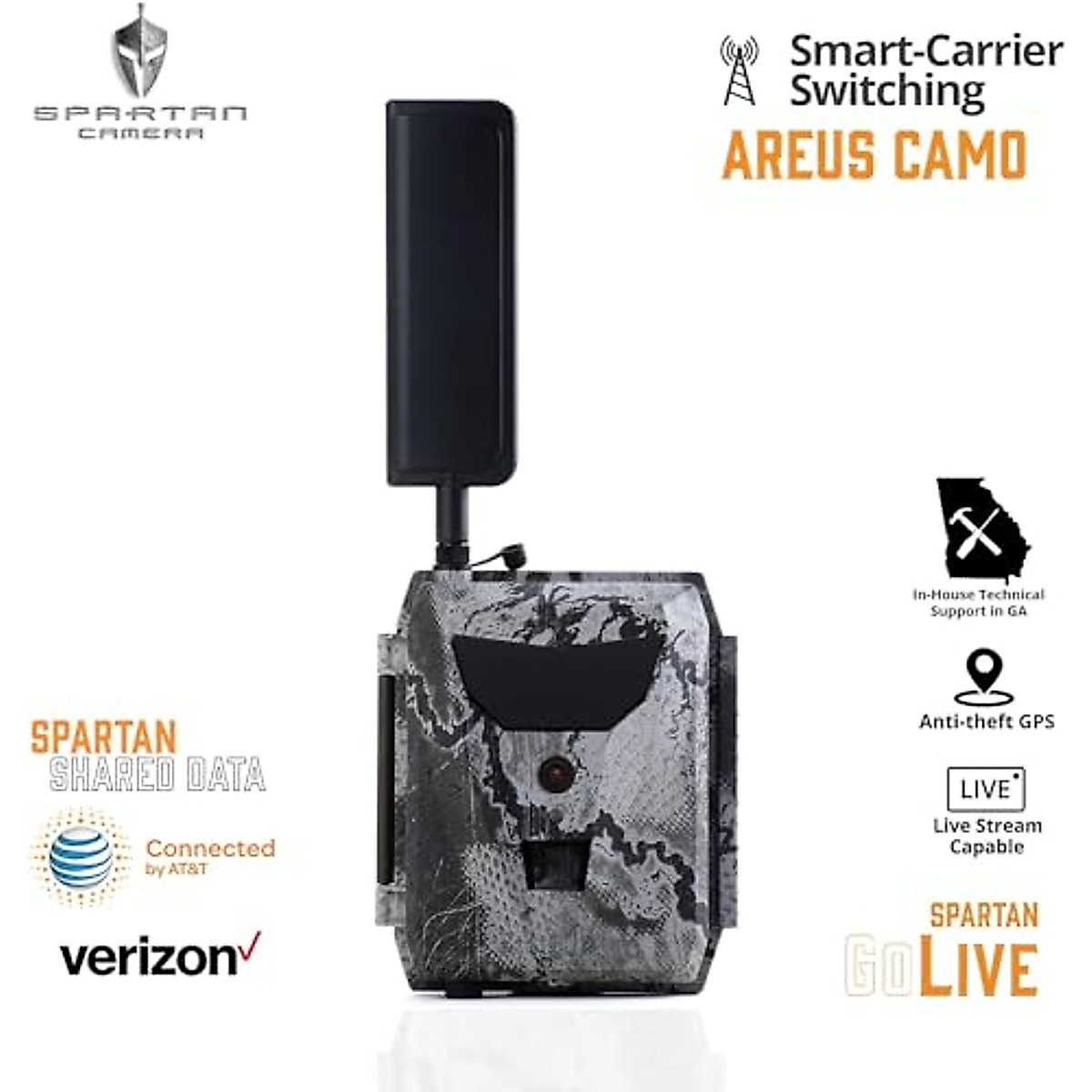 Spartan GoLive 4G LTE Trail Cameras,Live-Streaming, Anti-Theft GPS, On-Demand Image&Video Capture,Real-time Updates,Built-in Lithium Battery,Blackout with 32GB SD Cards - 2 PK (Verizon)