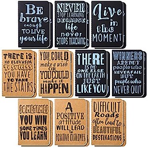 20 Pieces Inspirational Notebook Small Pocket Notebooks Inspirational Notepads Mini Motivational Journal Notebook for Office School Home Travel Supplies (10 Styles)