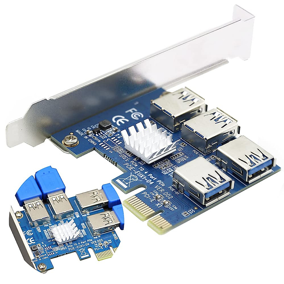 PCIe 1 to 4 Riser Card, Pcie Splitter 1 to 4 PCI Riser Card, 4 Risers into 1 PCI Card, PCIe Multiplier Risers 1X to External 4 PCI-e USB3.0 Adapter for ETH Miner GPU Crypto Bitcoin Ethereum Mining Rig