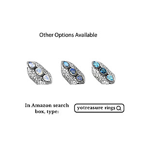 YoTreasure Labradorite Solid 925 Sterling Silver 3 Stone Ring