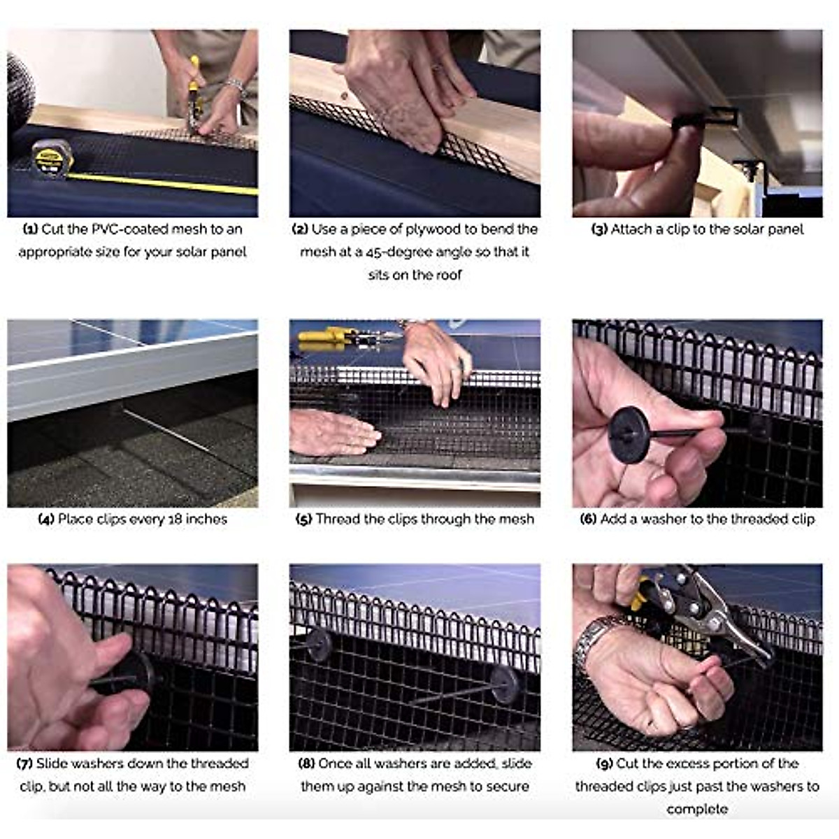 Solar Panel Bird/Critter Guard Fastener Clips | for Attaching Bird and Squirrel Guard Wire to Solar Panels Premium Quality | Installs and Removes Without Damage 100 Plastic ABS Clips