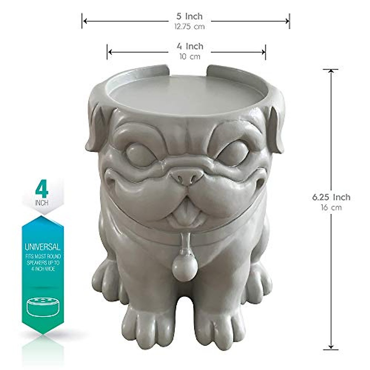 Dekodots Smart Speaker Table Stand (Dog) - Decorative Holder for Amazon Echo Dot or Google Home Mini - Portable Design, No Sound or Microphone Interference - Durable Poly-Resin
