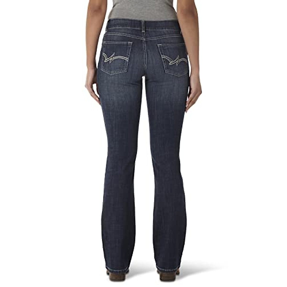 Wrangler Women's Western Mid Rise Stretch Boot Cut Jean, Navy, 0W x 32L