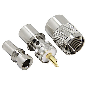 RFAdapter PL259 Coax Connectors, 5 Pack PL-259 UHF Male Solder Connectors with UG-175 Reducer Teflon Material for RG-58, RG-213, LMR195, RG142