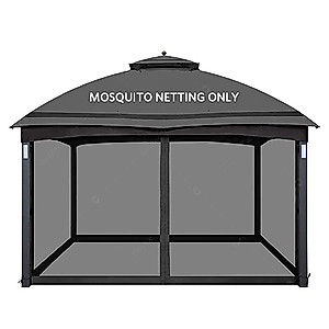 EasyLee Gazebo Universal Replacement Mosquito Netting 10x12, 4-Panel Screen Walls for Outdoor Patio with Zipper, Mosquito Net for Tent Only (Black)