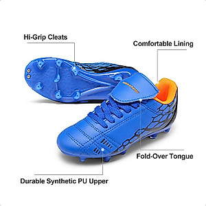 DREAM PAIRS Boys Girls Soccer Football Cleats Shoes for Little/Big Kid,Size 12 Little Kid,Royal/Blue/Orange,SUPERFLIGHT-3K