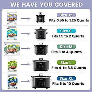 KOOC Slow Cooker Liners 8"x11" 20 Count Mini Size Disposable Pot Liners Cooking Bags Fit 0.65 qt to 1.25 qt Pot BPA Free Fresh Locking Seal Design