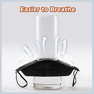 MGEIIRD KN95 Face Masks for Adults 50 Pcs, Individually Wrapped, 5-Ply Black Disposable Face Mask Against PM 2.5 Smoke & Dust, Filtration Efficiency 95%